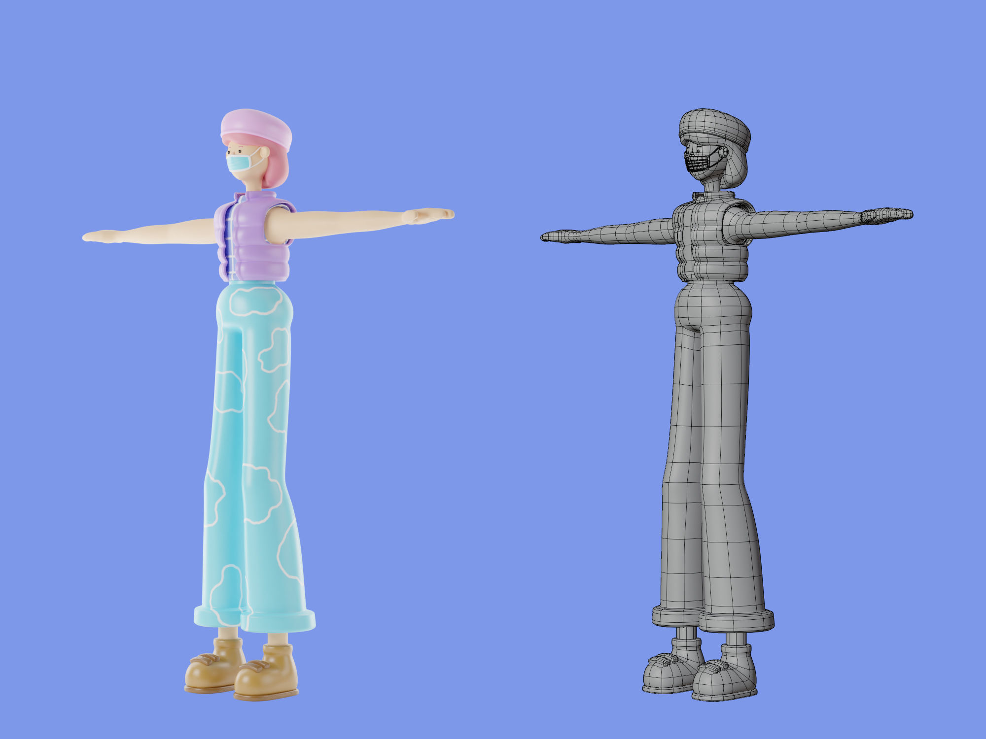 Cartoon character lady 3D model | CGTrader