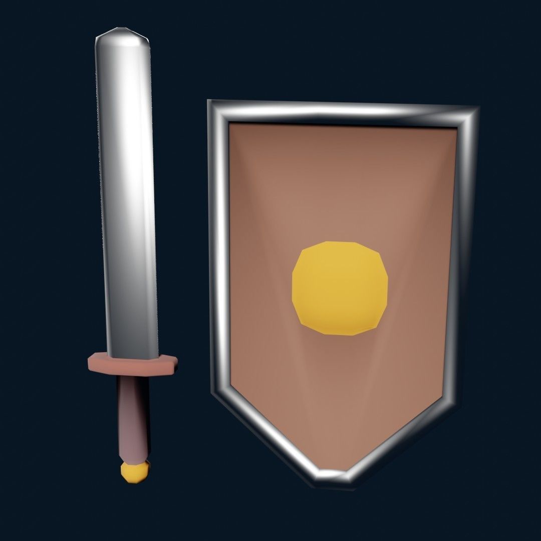 sword with shield and bow with arrow for game PBR free VR / AR / low ...
