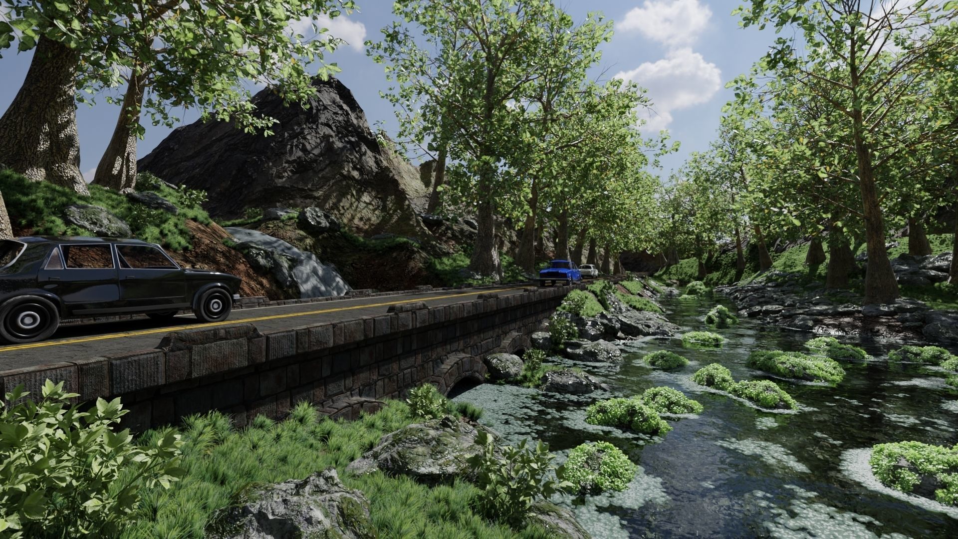 Waterfall Bridge Scene 3D model | CGTrader