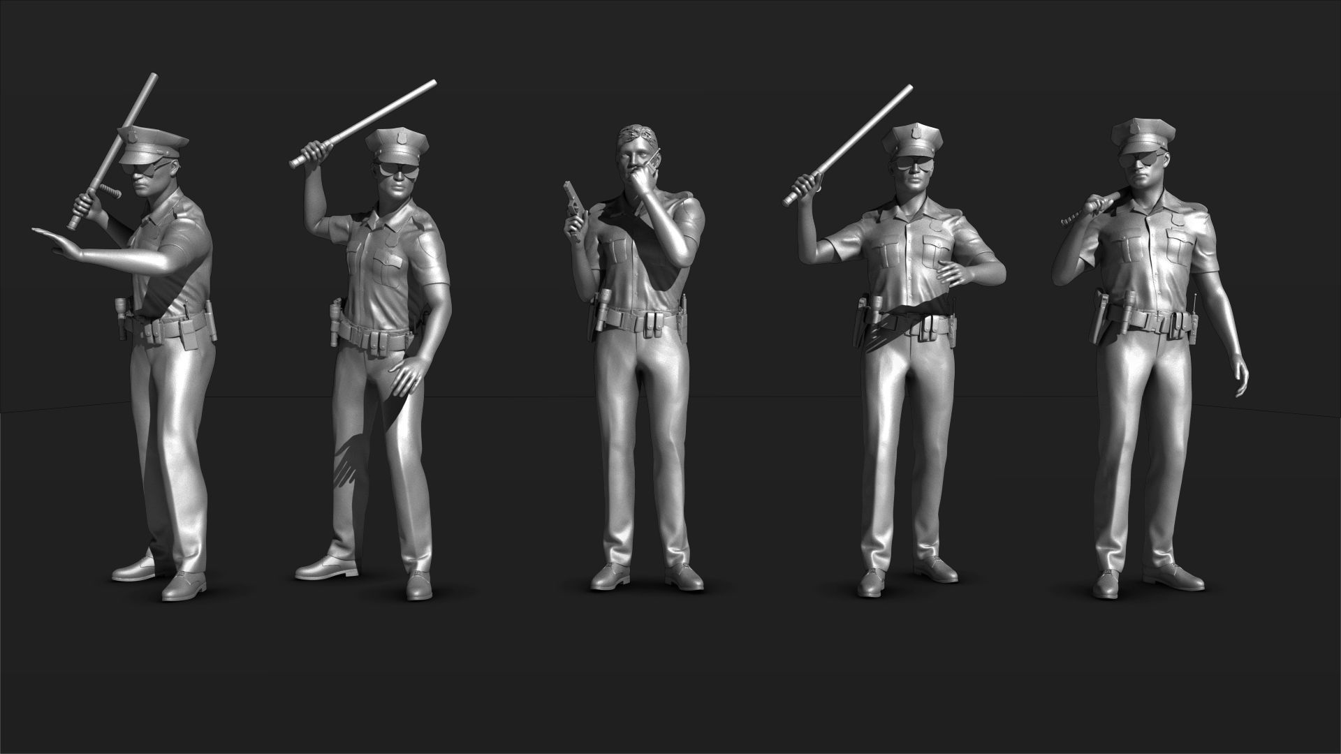 23 Police Figure Set 02 3D model 3D printable | CGTrader