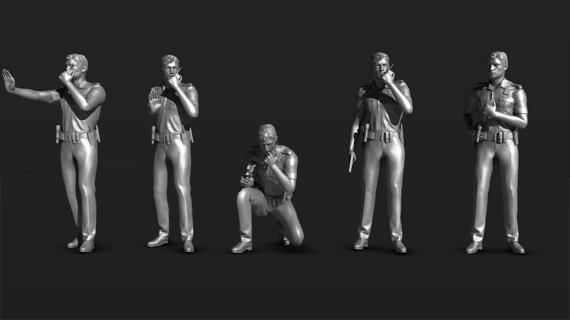 23 Police Figure Set 02 3D model 3D printable | CGTrader