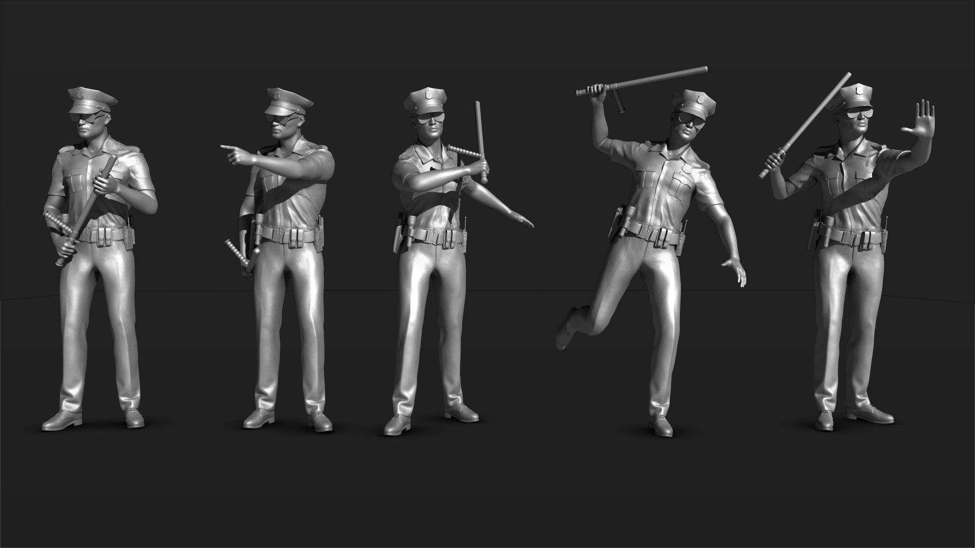 23 Police Figure Set 02 3D model 3D printable | CGTrader