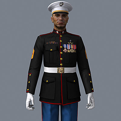 3D model USMC soldier dress uniform with M14 rifle VR / AR / low-poly ...