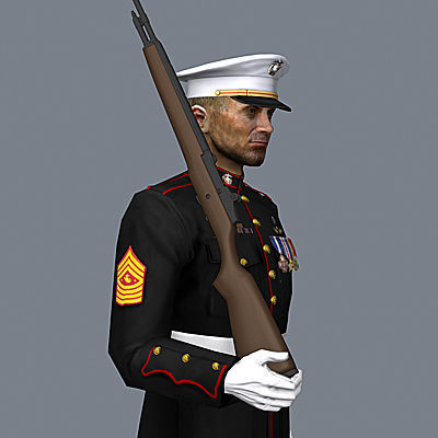 3D model USMC soldier dress uniform with M14 rifle VR / AR / low-poly ...