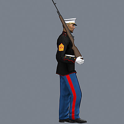 3D model USMC soldier dress uniform with M14 rifle VR / AR / low-poly ...