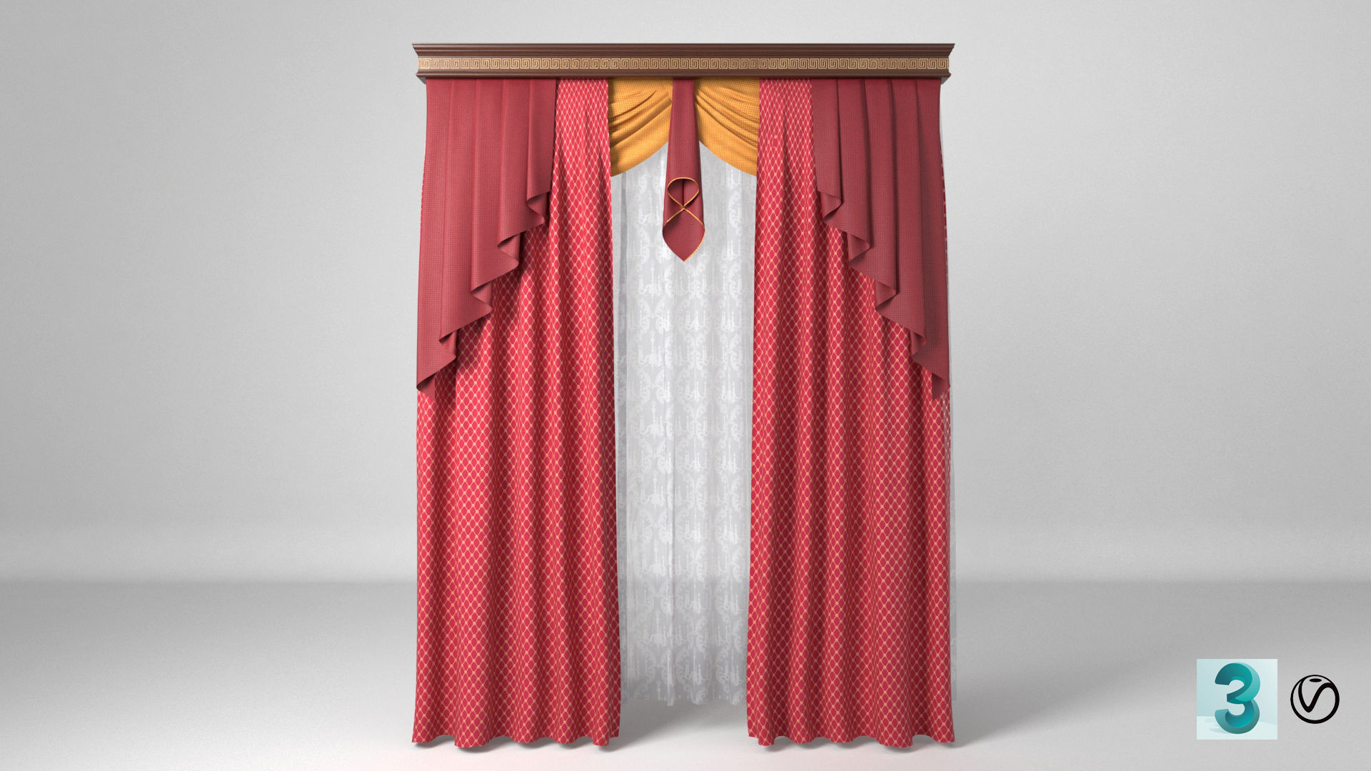 Animated curtains for architectural visualization 602 3D model animated ...