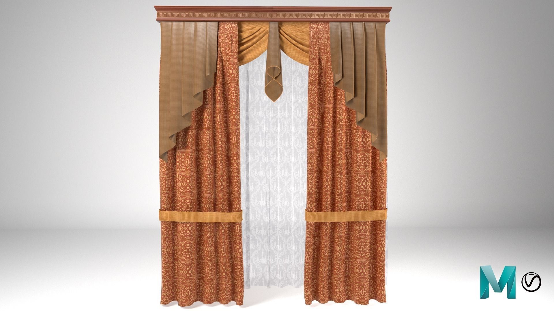 Animated curtains for architectural visualization 602 3D model animated ...
