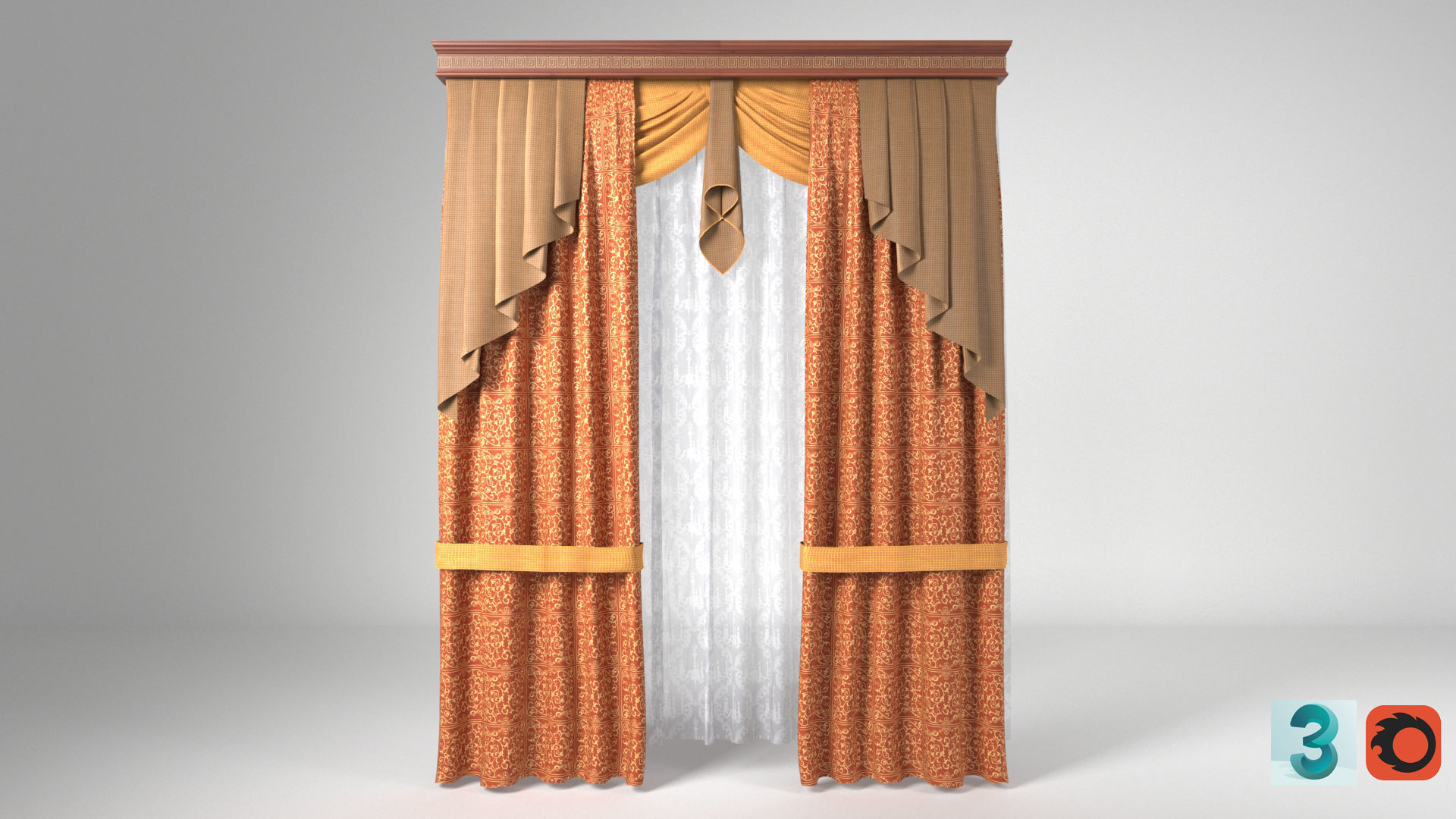 Animated curtains for architectural visualization 602 3D model animated ...