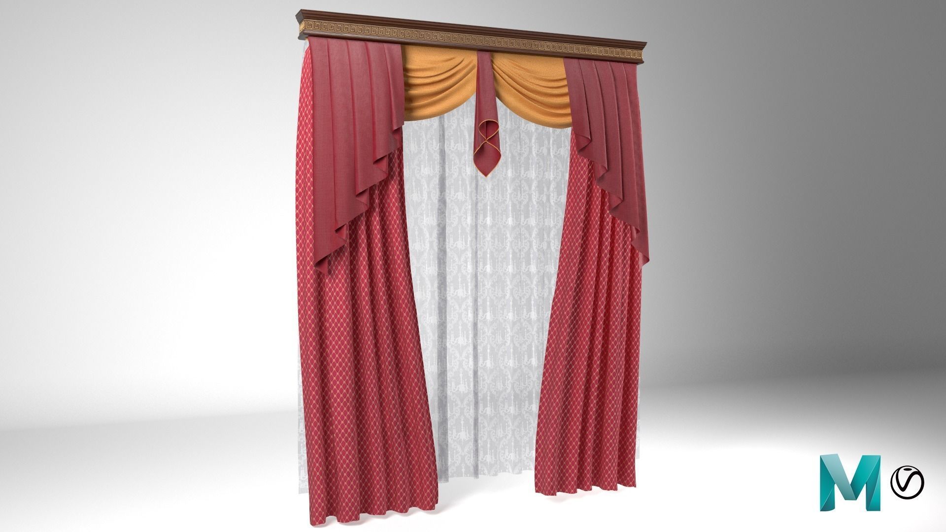 Animated curtains for architectural visualization 602 3D model animated ...