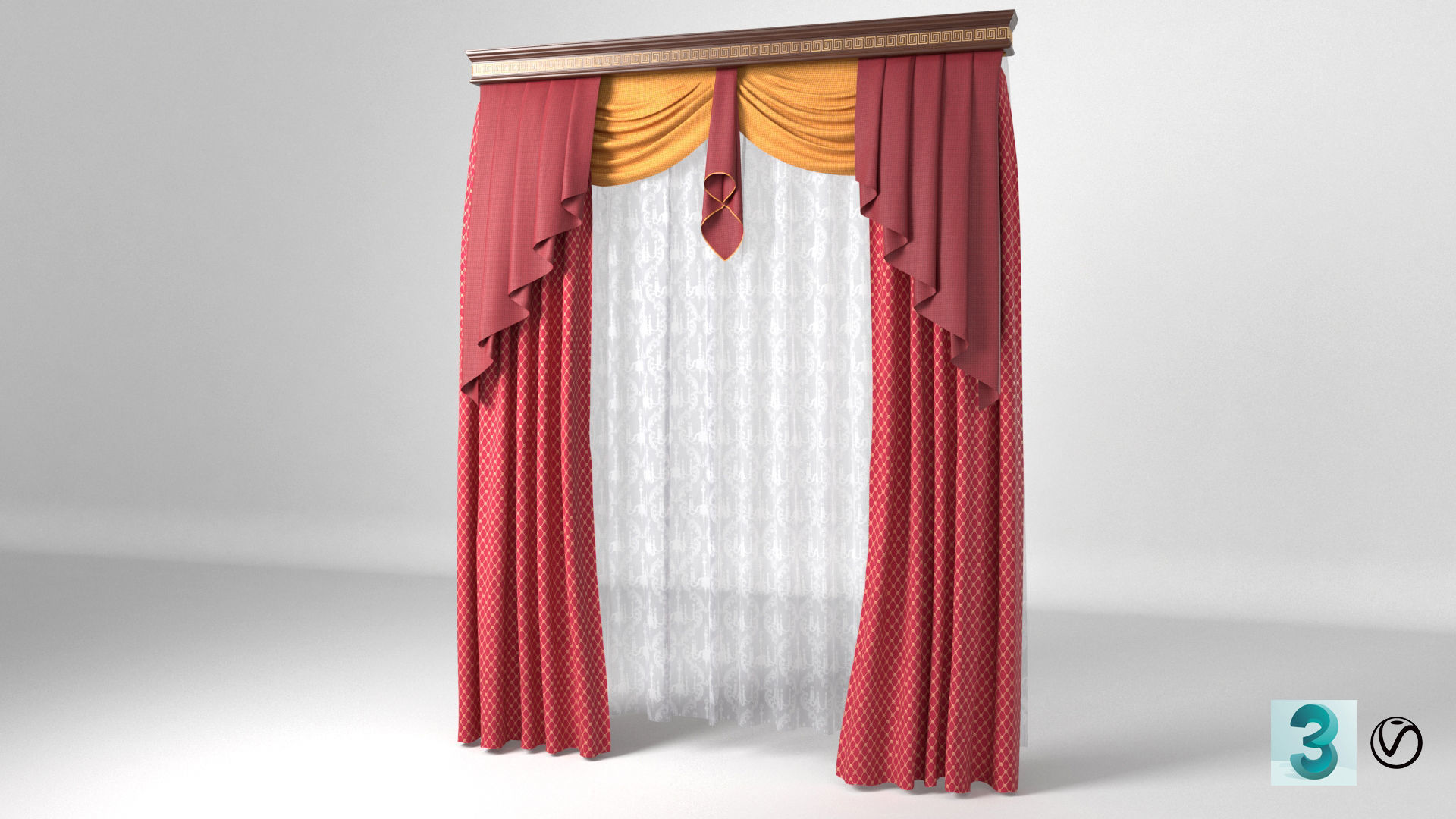 Animated curtains for architectural visualization 602 3D model animated ...