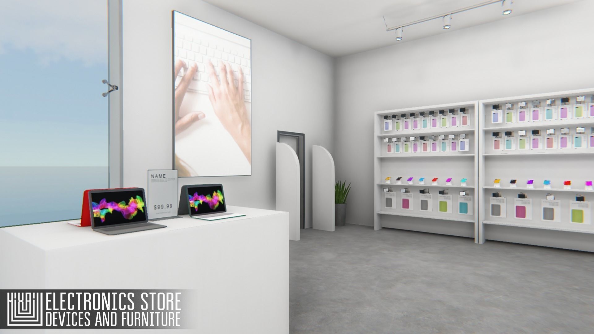 3D model Electronics store - devices and furniture VR / AR / low-poly ...