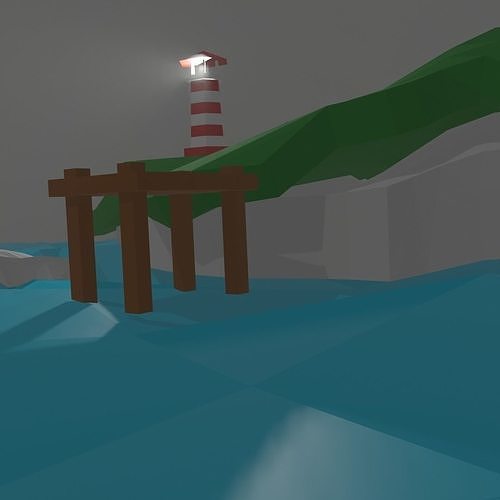 3D model Ligthhouse island with lighthouse VR / AR / low-poly | CGTrader