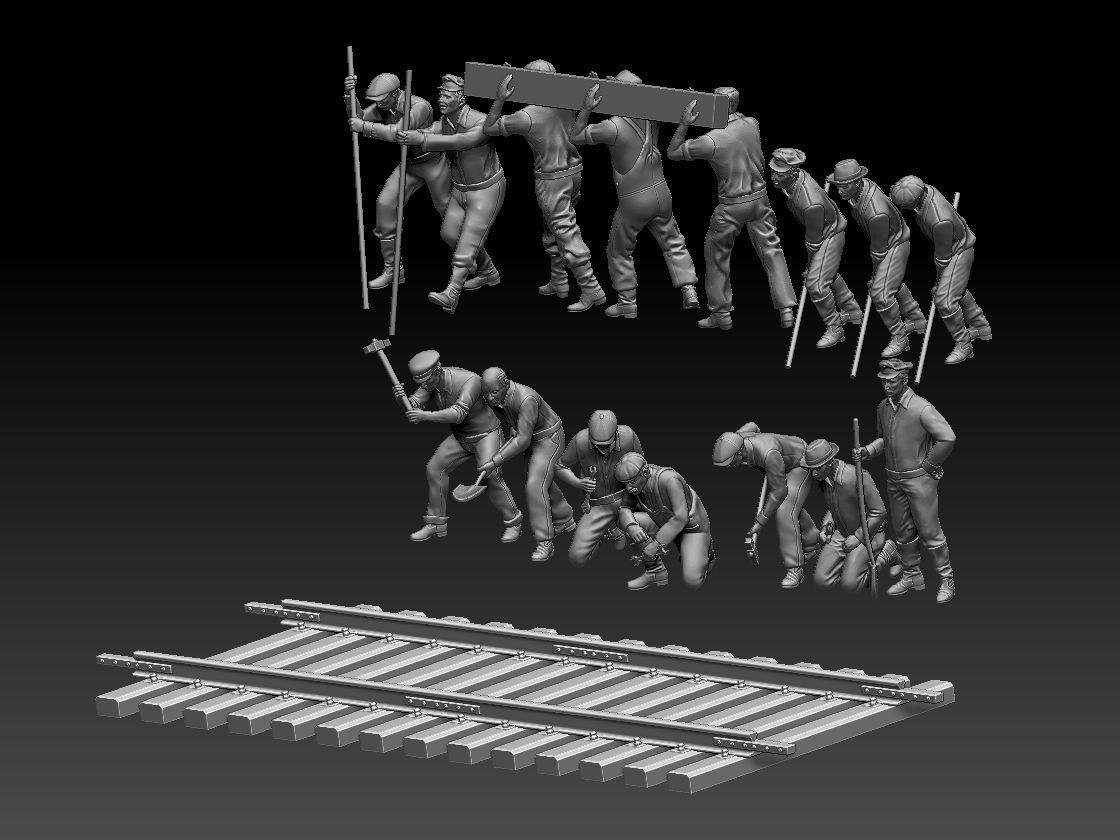 workers railway 3D model 3D printable | CGTrader