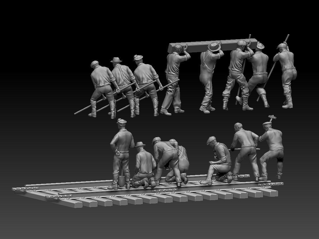 workers railway 3D model 3D printable | CGTrader