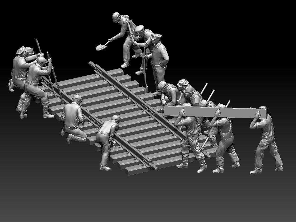 workers railway 3D model 3D printable | CGTrader