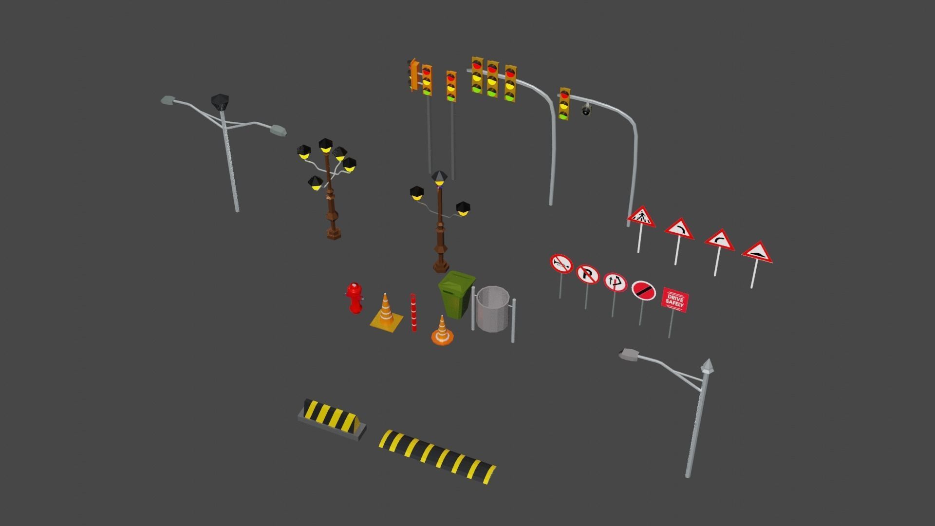 3D model Road Assets Pack VR / AR / low-poly | CGTrader