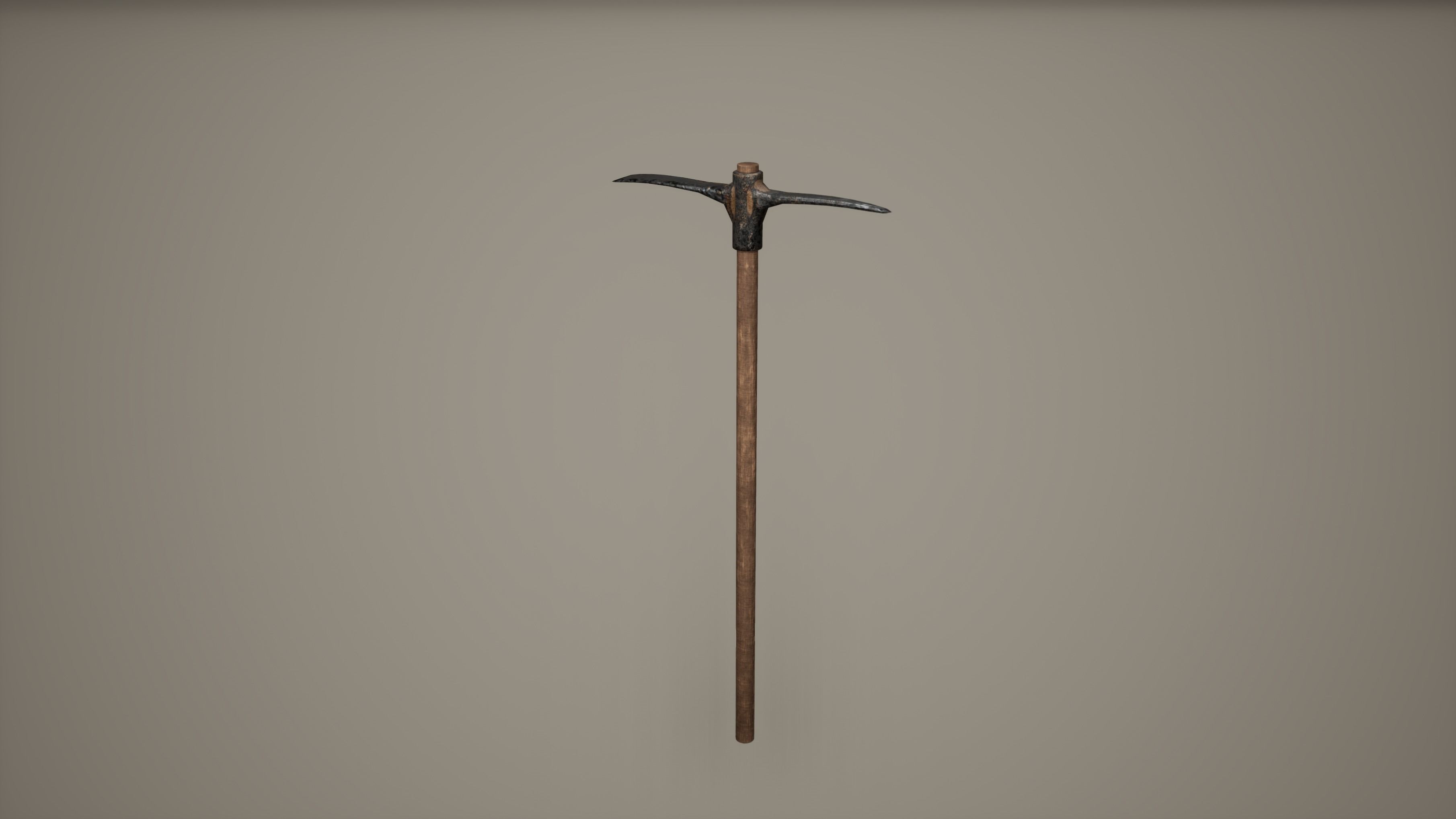 3D model Pickaxe Low poly Game Ready wooden stick with metal handle VR ...