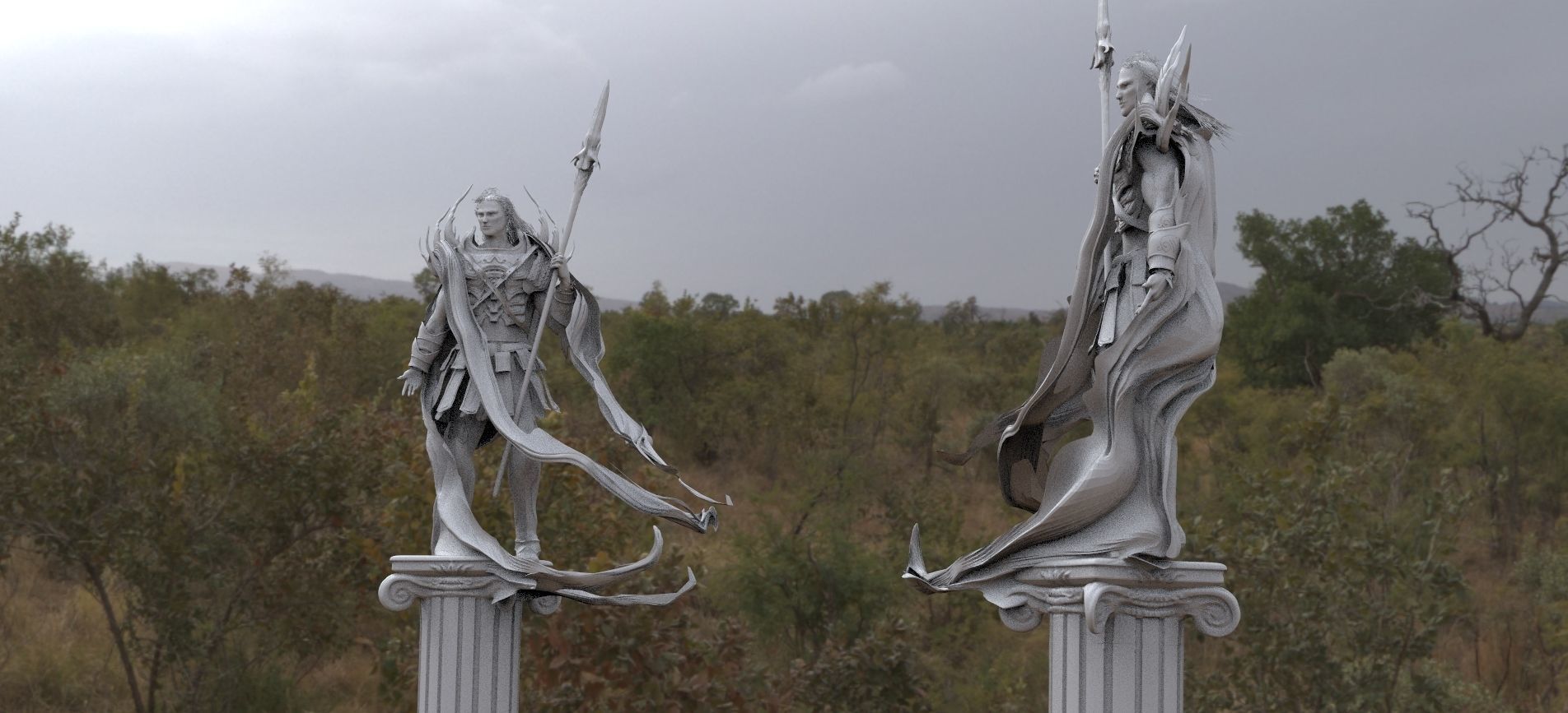 Elven Statues 3D model | CGTrader