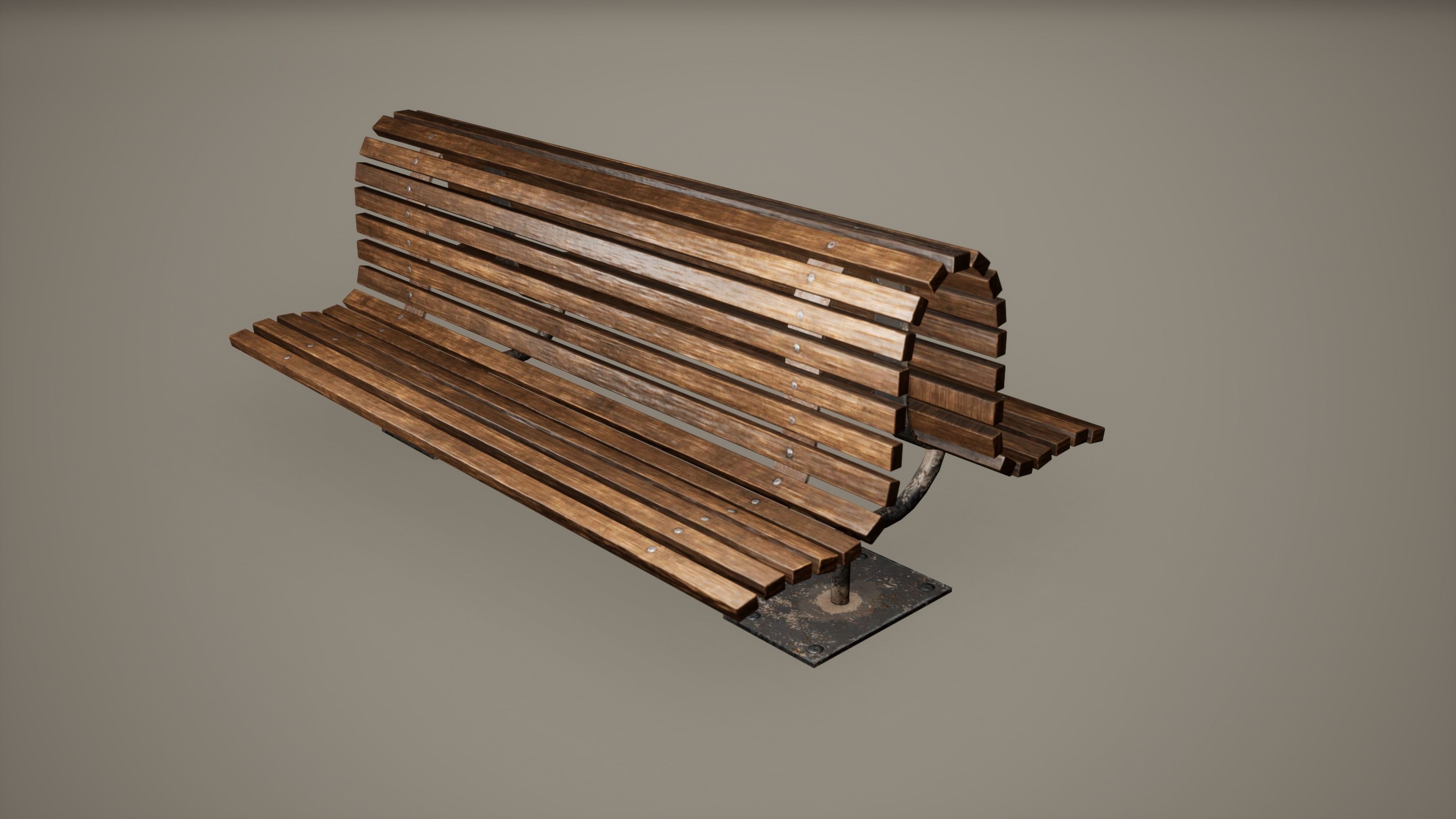 3D model Bench Low Poly Game Ready wooden VR / AR / low-poly | CGTrader
