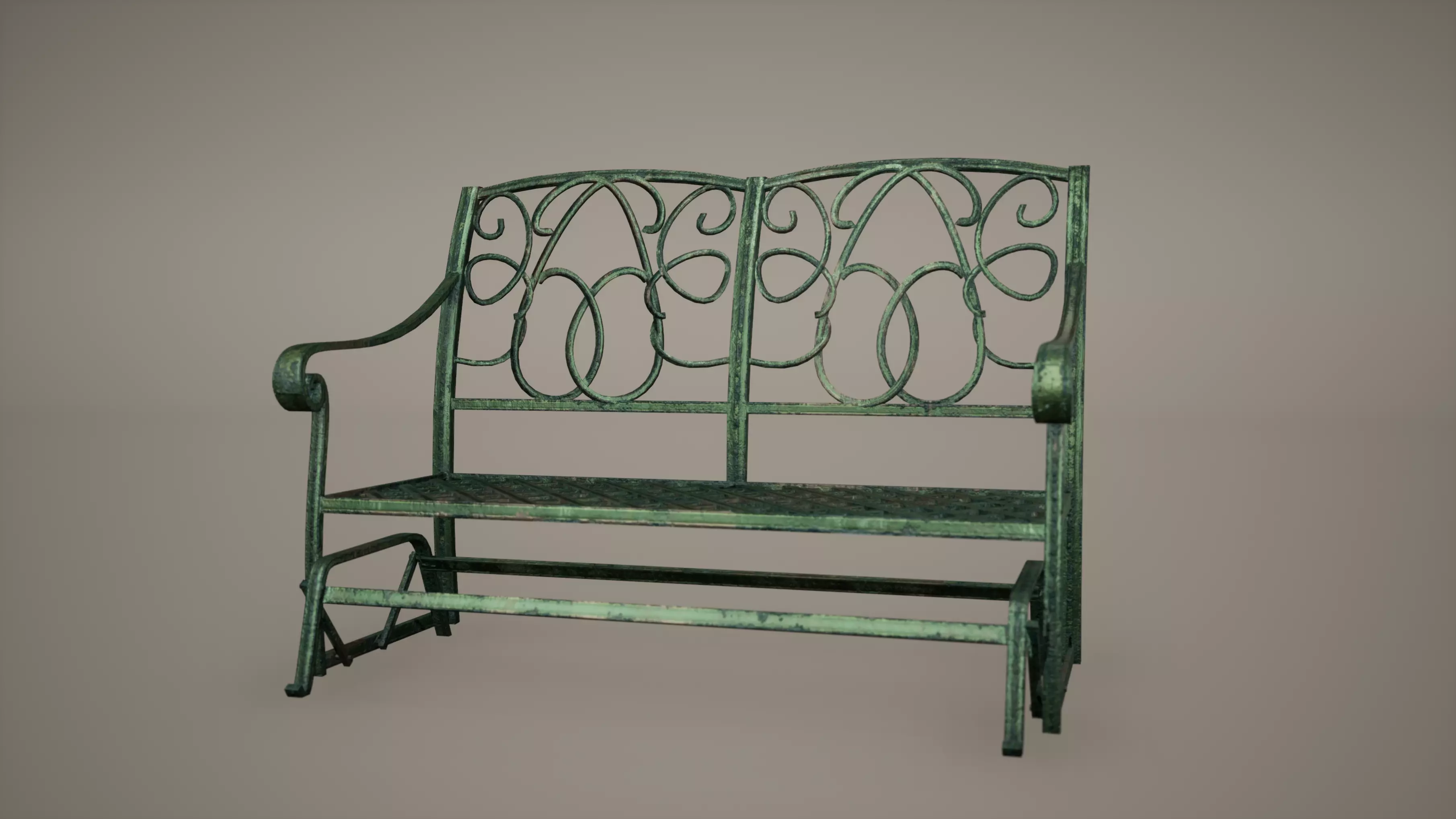 3D model Bench Low Poly Game Ready wrought iron garden VR / AR / low ...