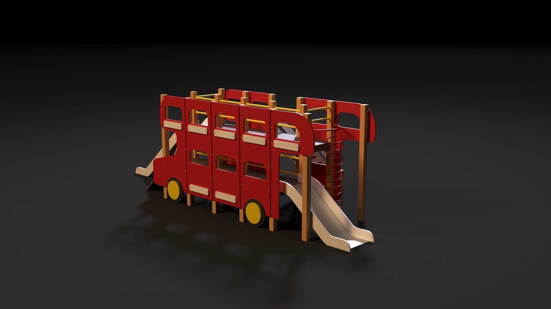 Playground Red bus 3D model | CGTrader