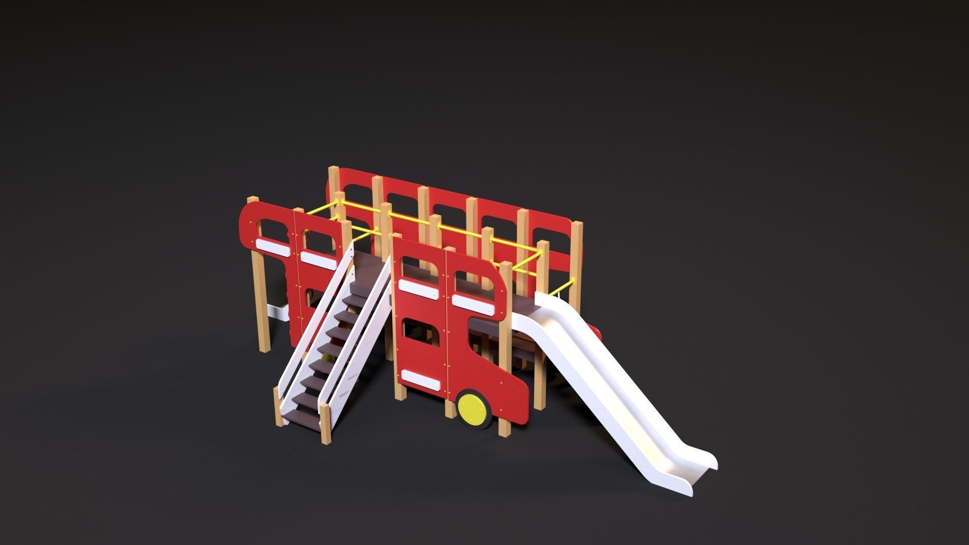 Playground Red bus 3D model | CGTrader