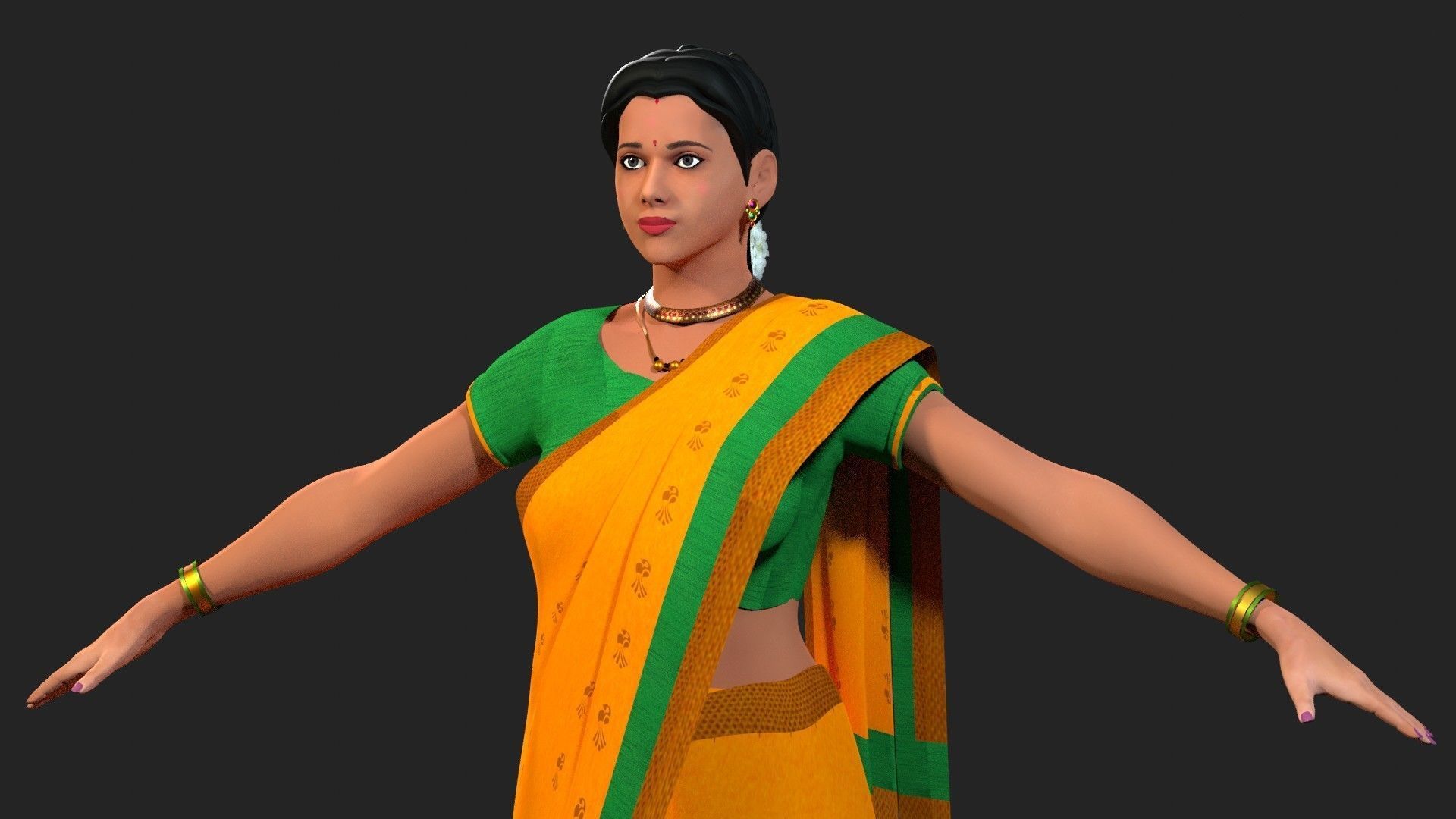 Indian Woman Satakshi 3D model rigged | CGTrader
