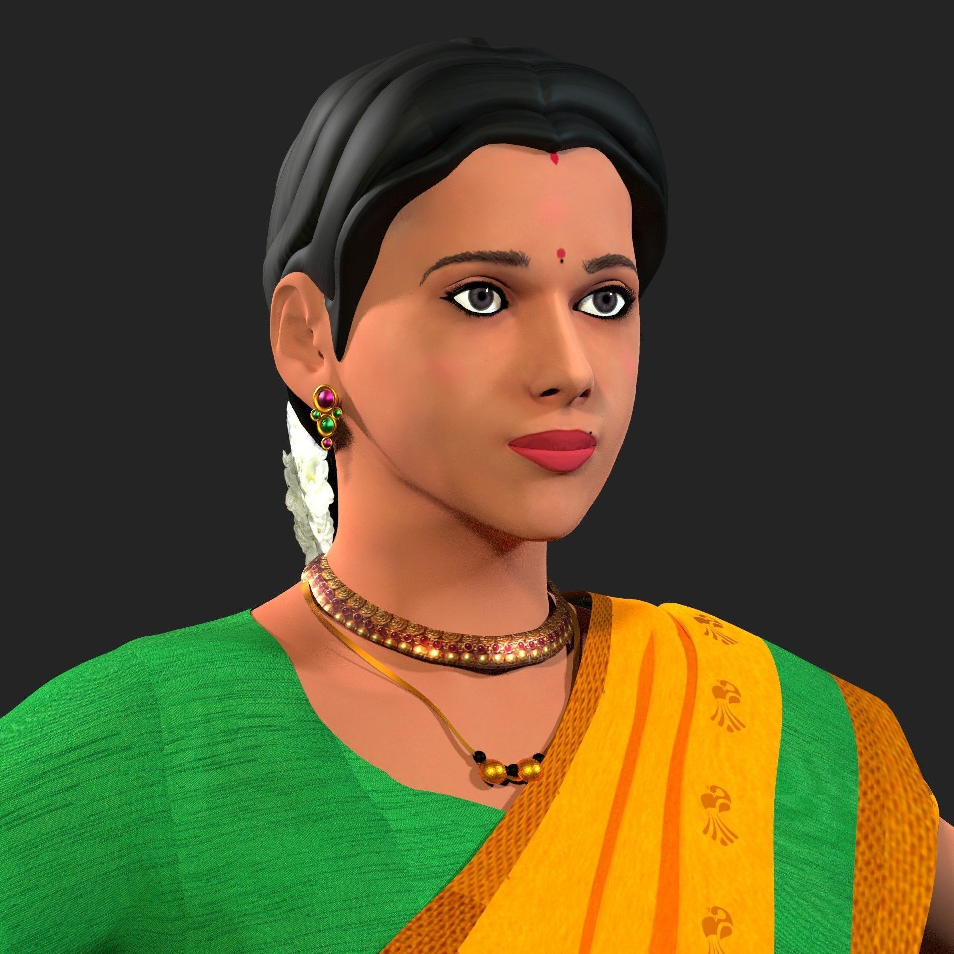 Indian Woman Satakshi 3D model rigged | CGTrader