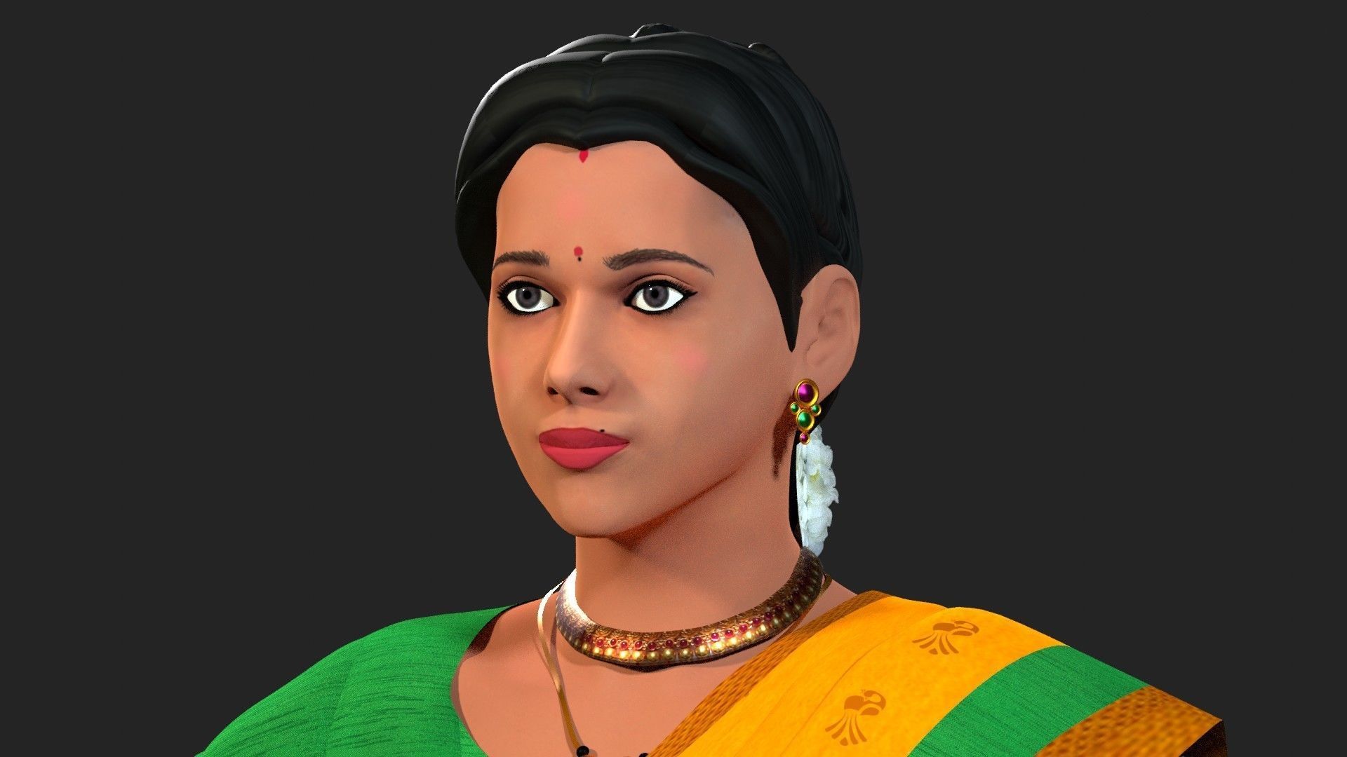 Indian Woman Satakshi 3D model rigged | CGTrader