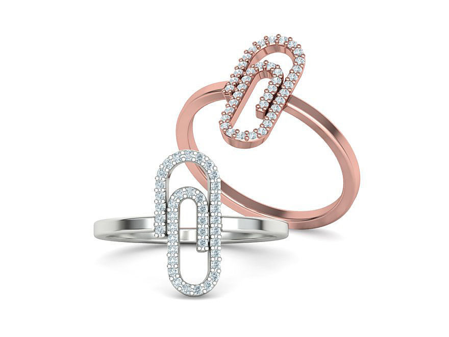 Paper Clip Diamond Ring Own design printable 3dmodel 3D model 3D ...