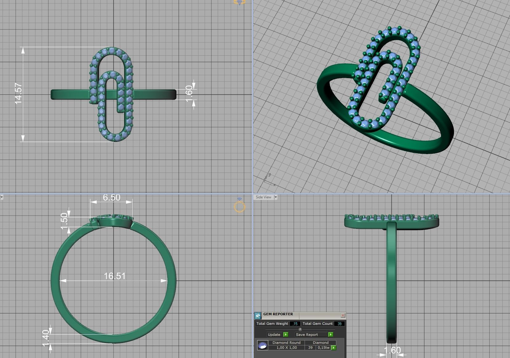 Paper Clip Diamond Ring Own design printable 3dmodel 3D model 3D ...