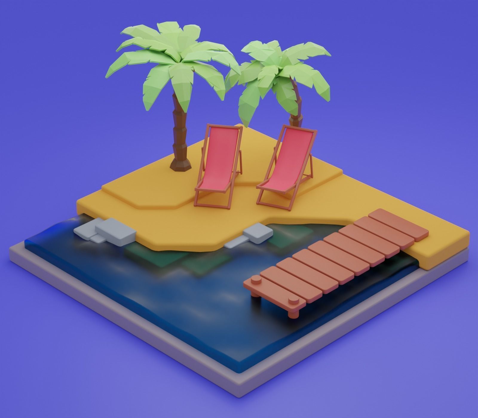 Isometric Beach free 3D model | CGTrader