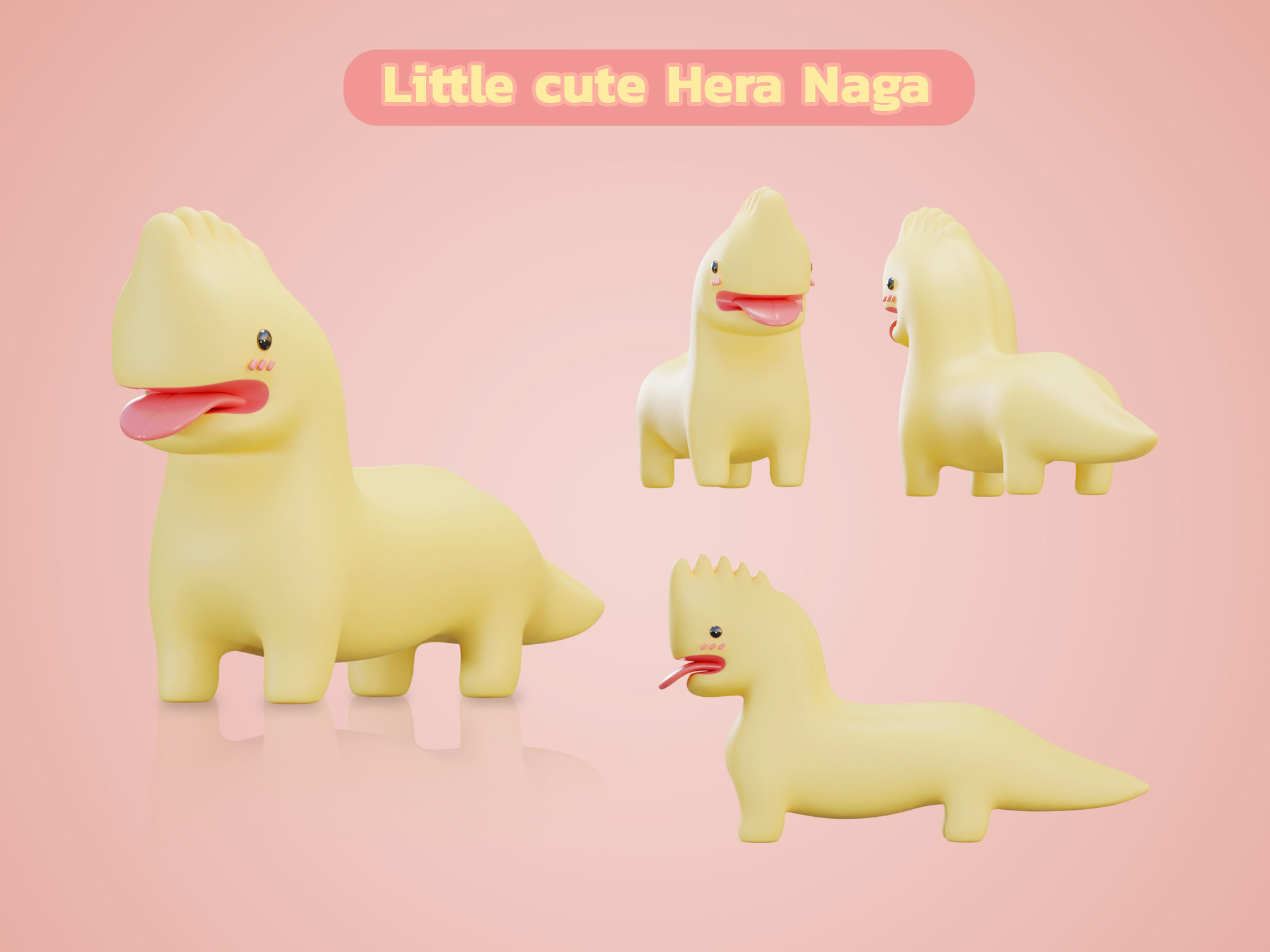 Cartoon little cute Hera dragon from Himmapan calture free 3D model ...