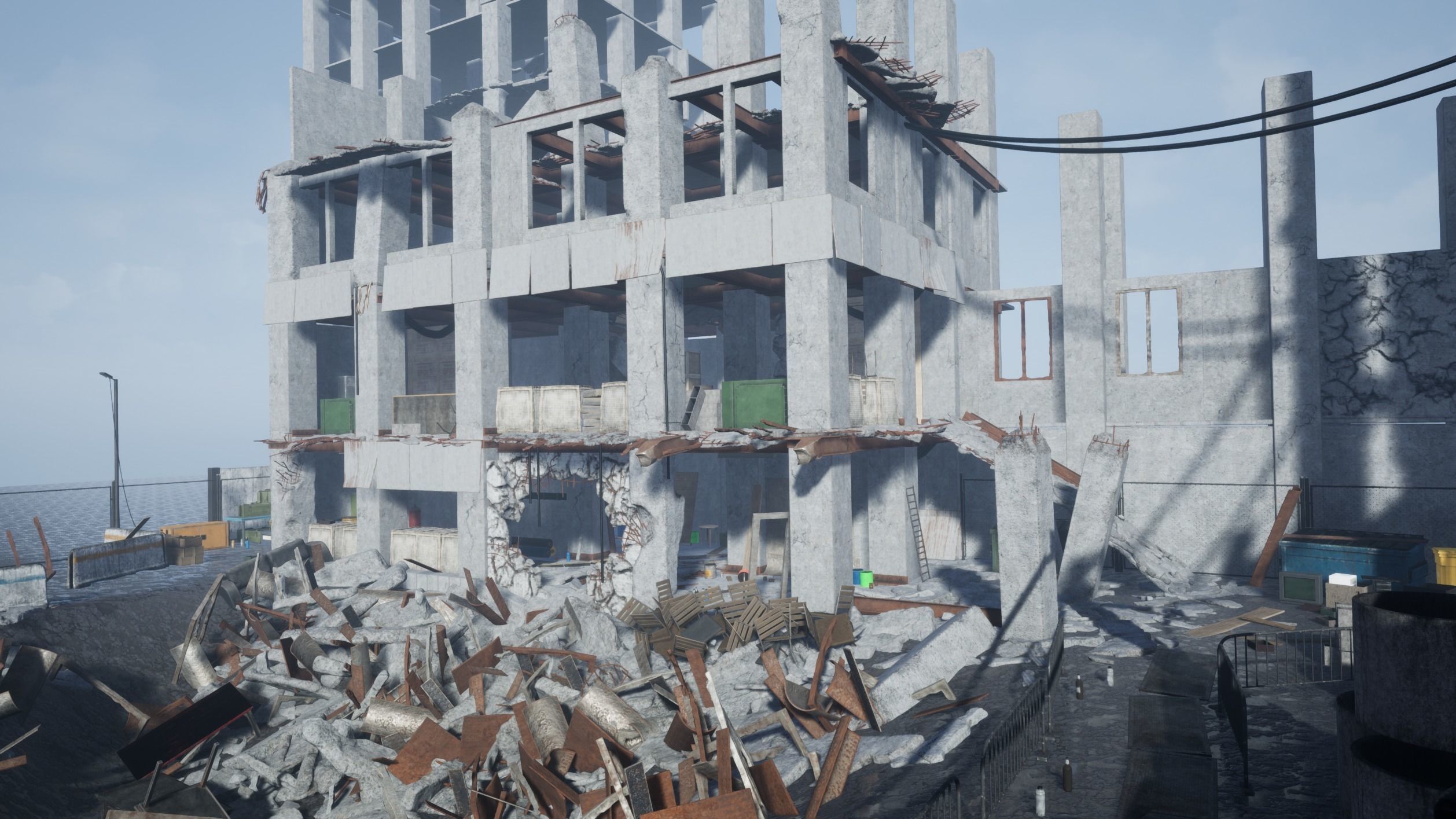 3D model Destroyed building Kit VR / AR / low-poly | CGTrader