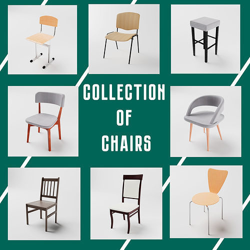 3D model Collection of chairs 8 models VR / AR / low-poly | CGTrader