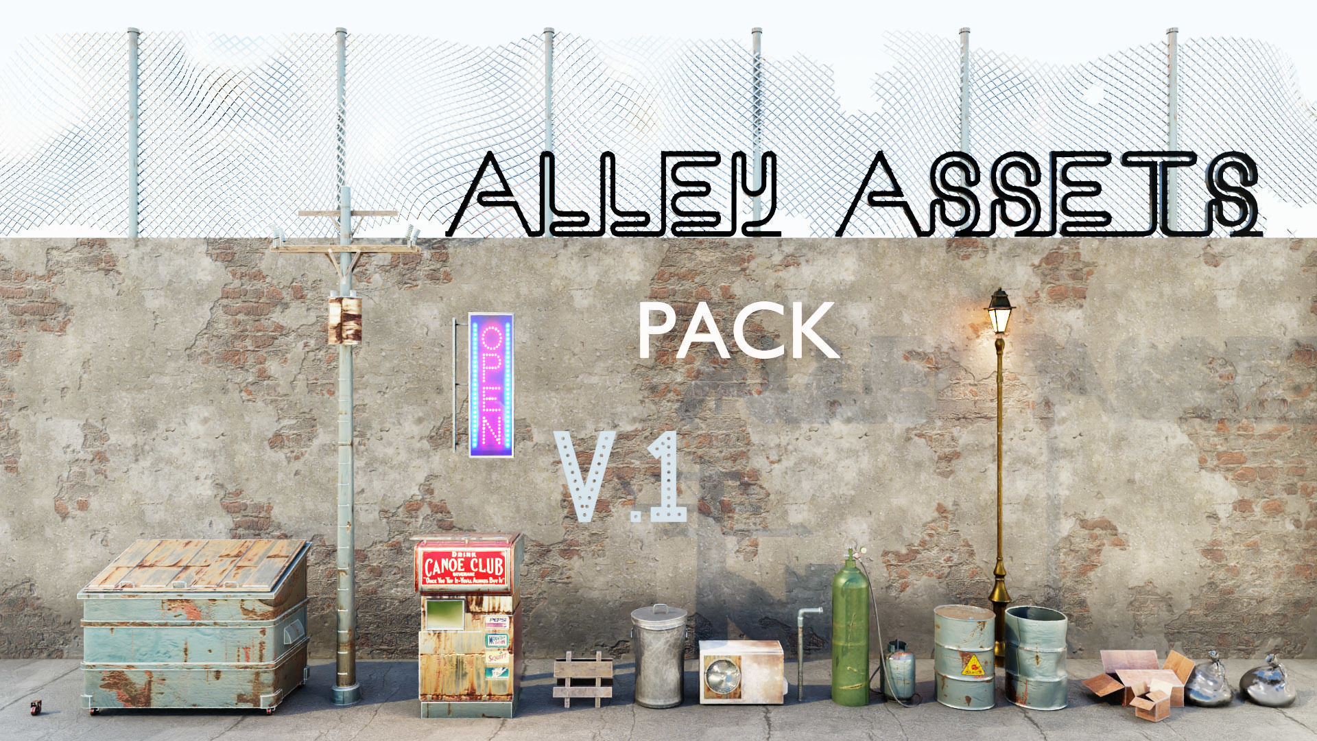 3D model Alley asset pack VR / AR / low-poly | CGTrader