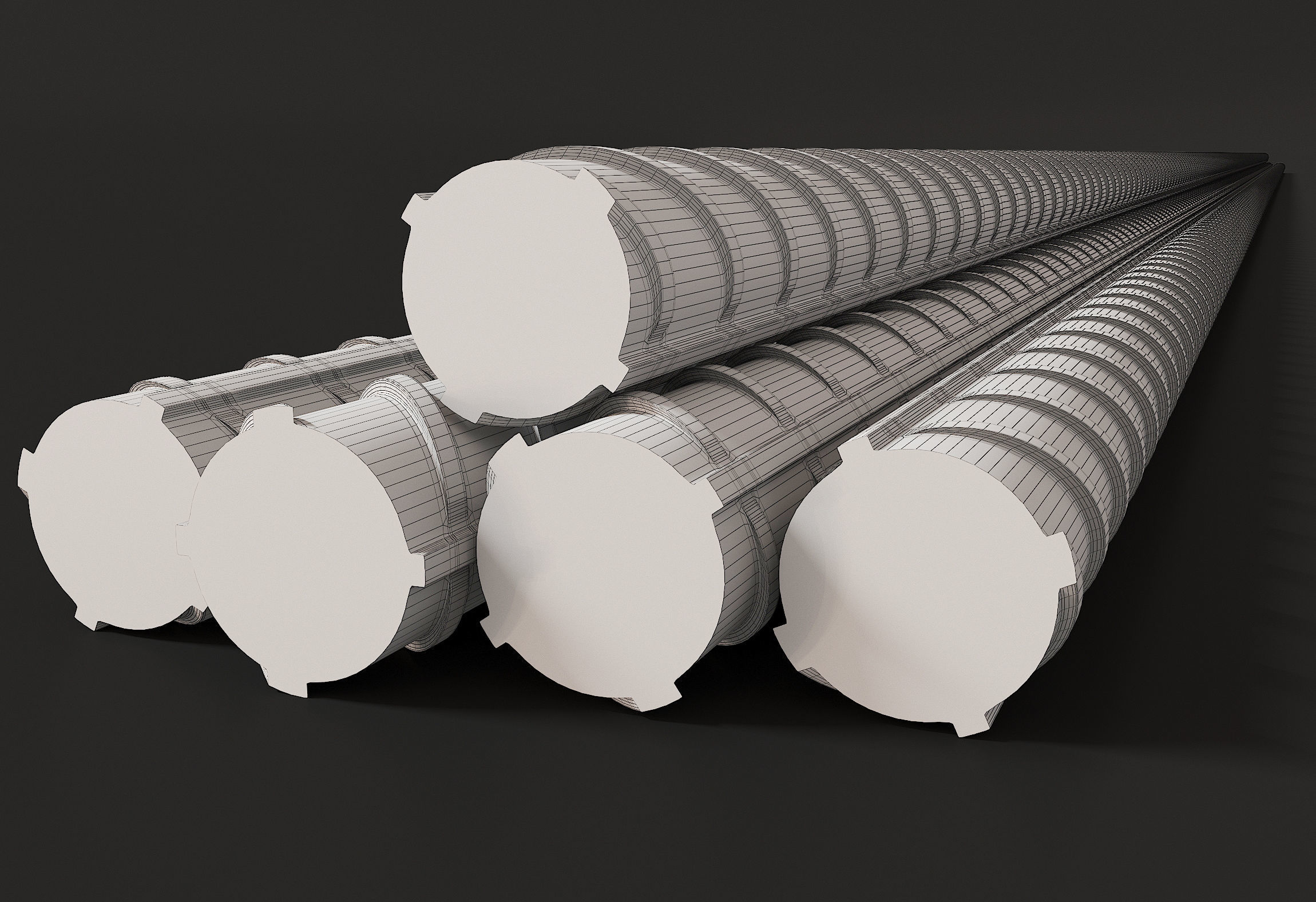 Rebar- Chrome Reinforcement - threaded rod - building materials 3D ...