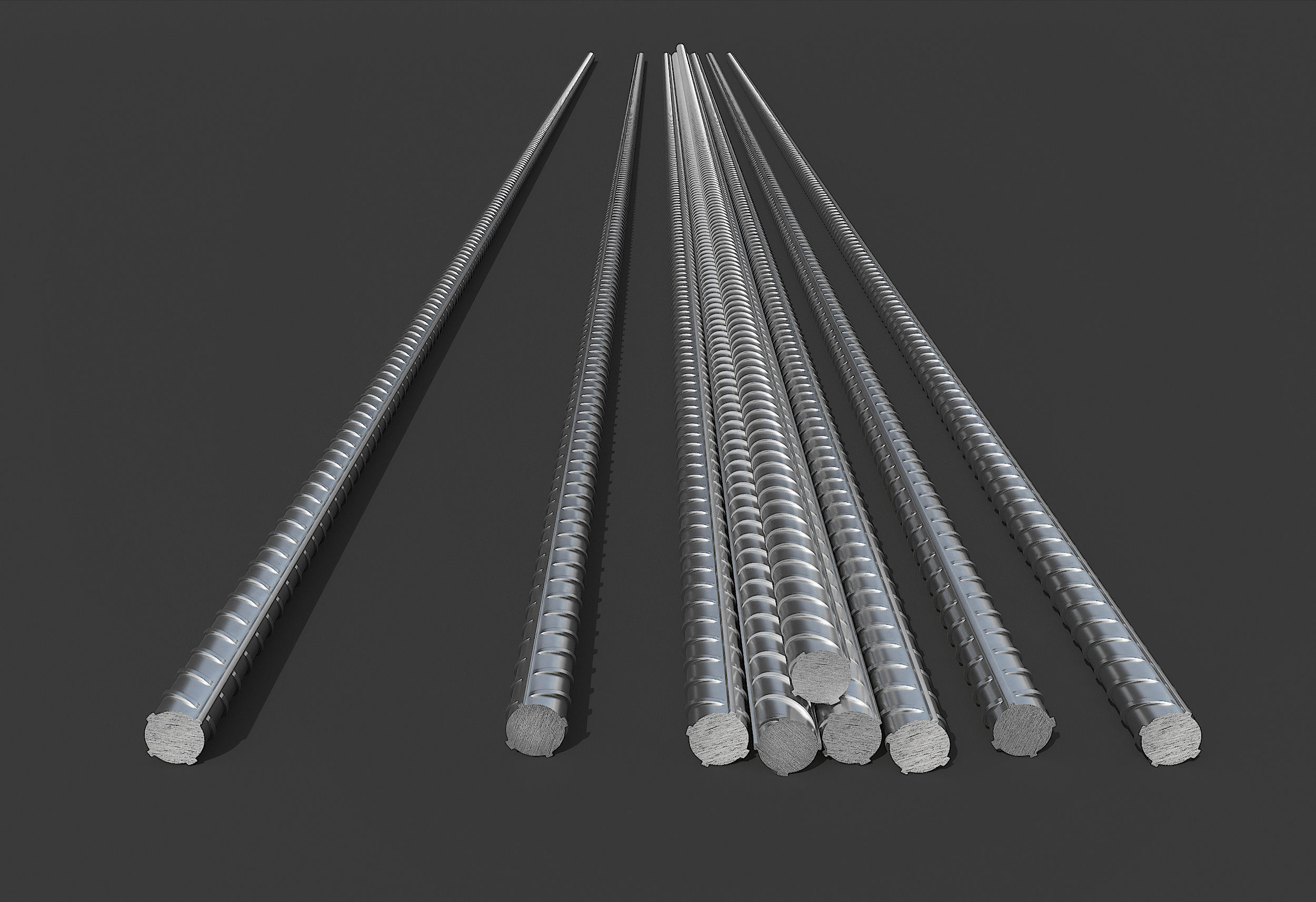 Rebar- Chrome Reinforcement - threaded rod - building materials 3D ...