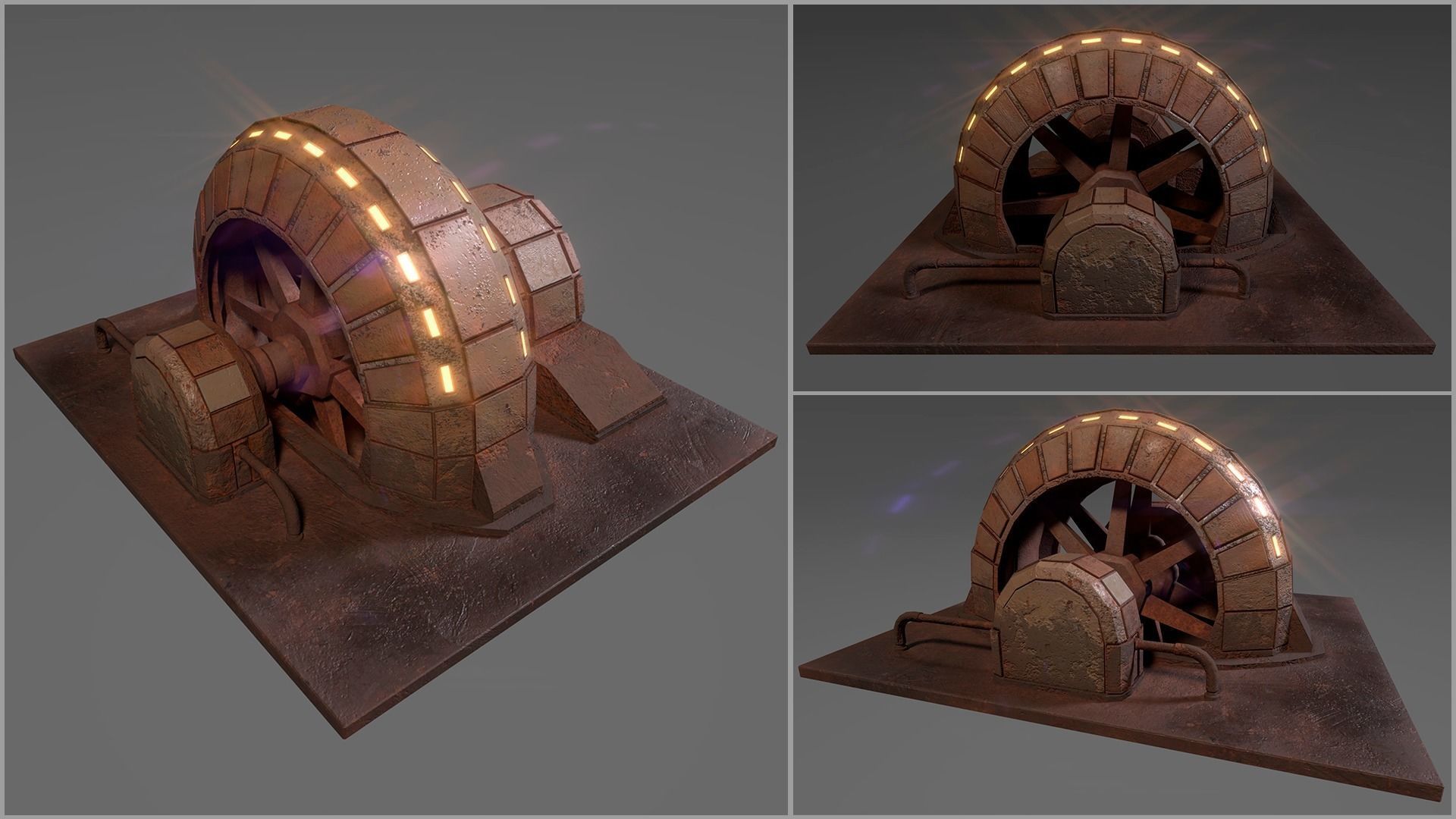 3D model Rusty stylized rotating sci-fi generator VR / AR / low-poly ...