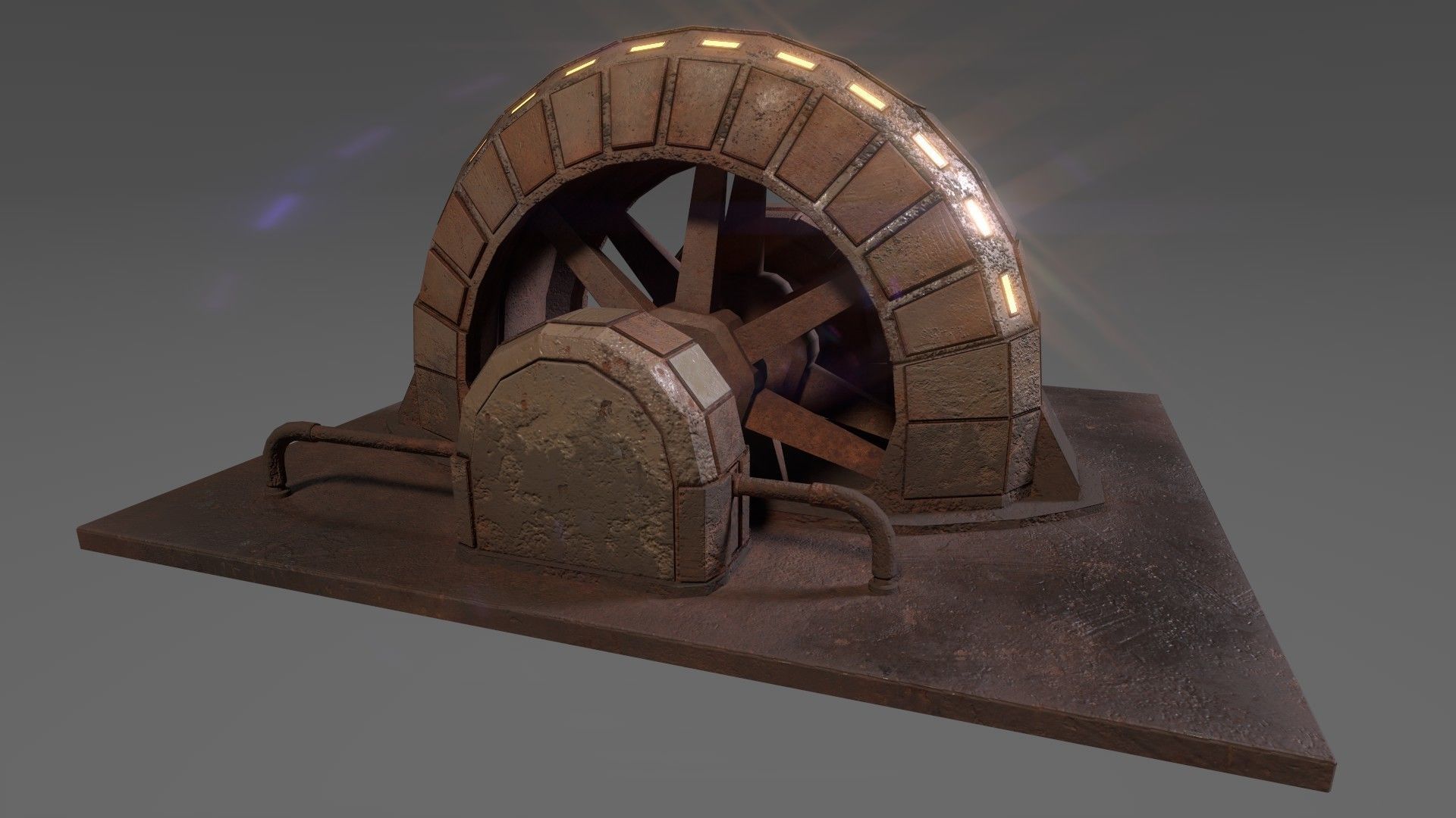 3D model Rusty stylized rotating sci-fi generator VR / AR / low-poly ...