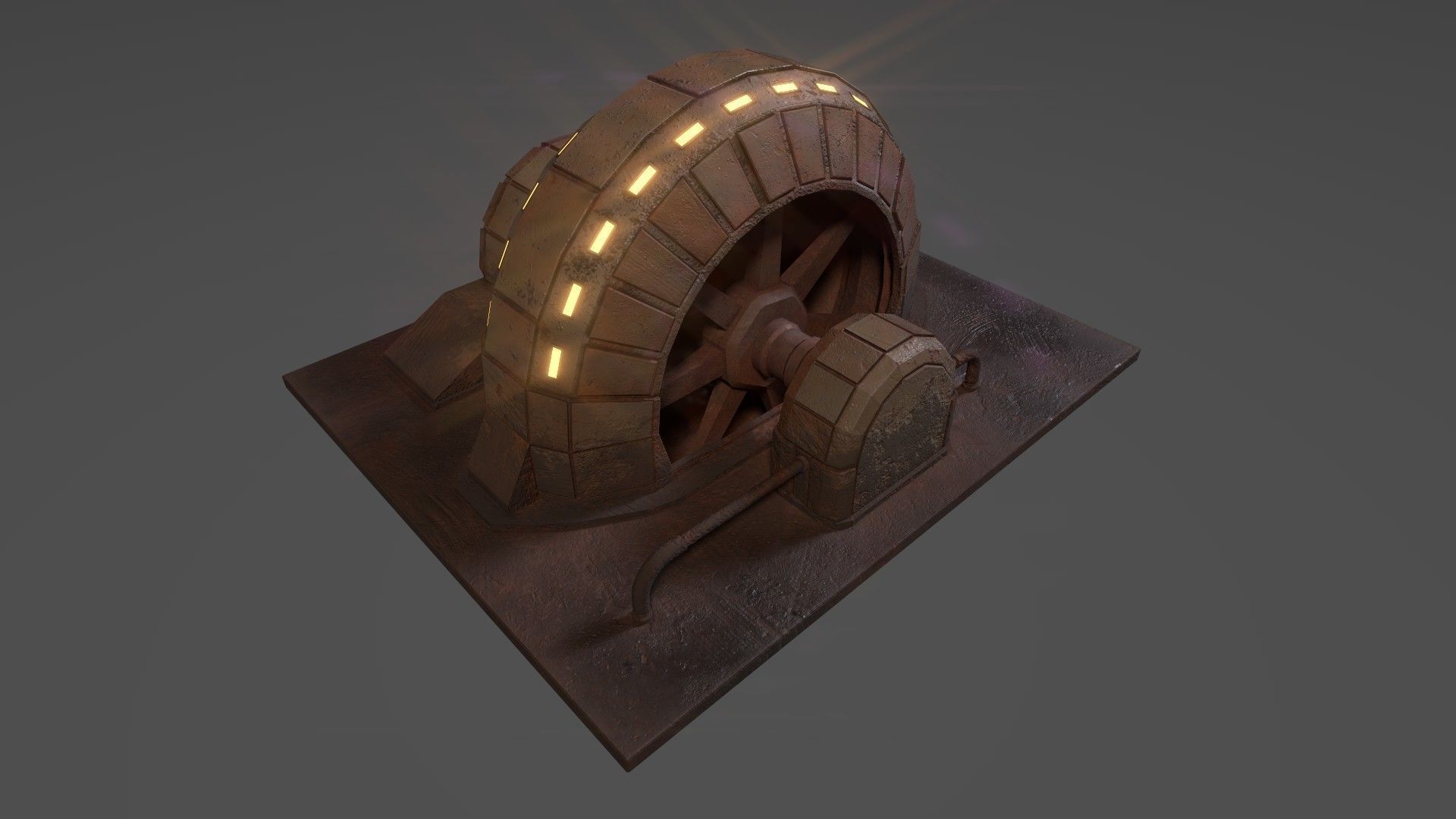 3D model Rusty stylized rotating sci-fi generator VR / AR / low-poly ...