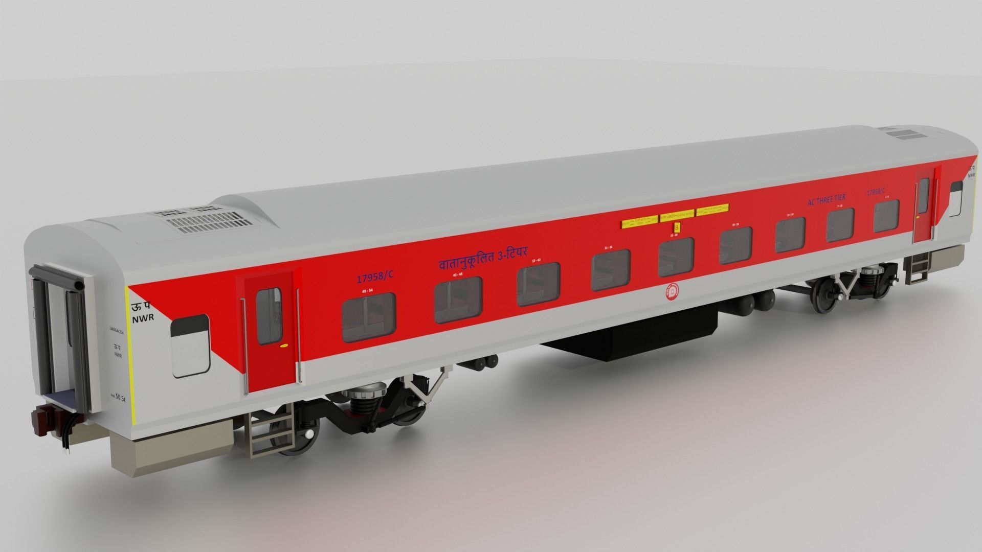 Indian Railway AC 3-Tier LHB Coach 3D model | CGTrader