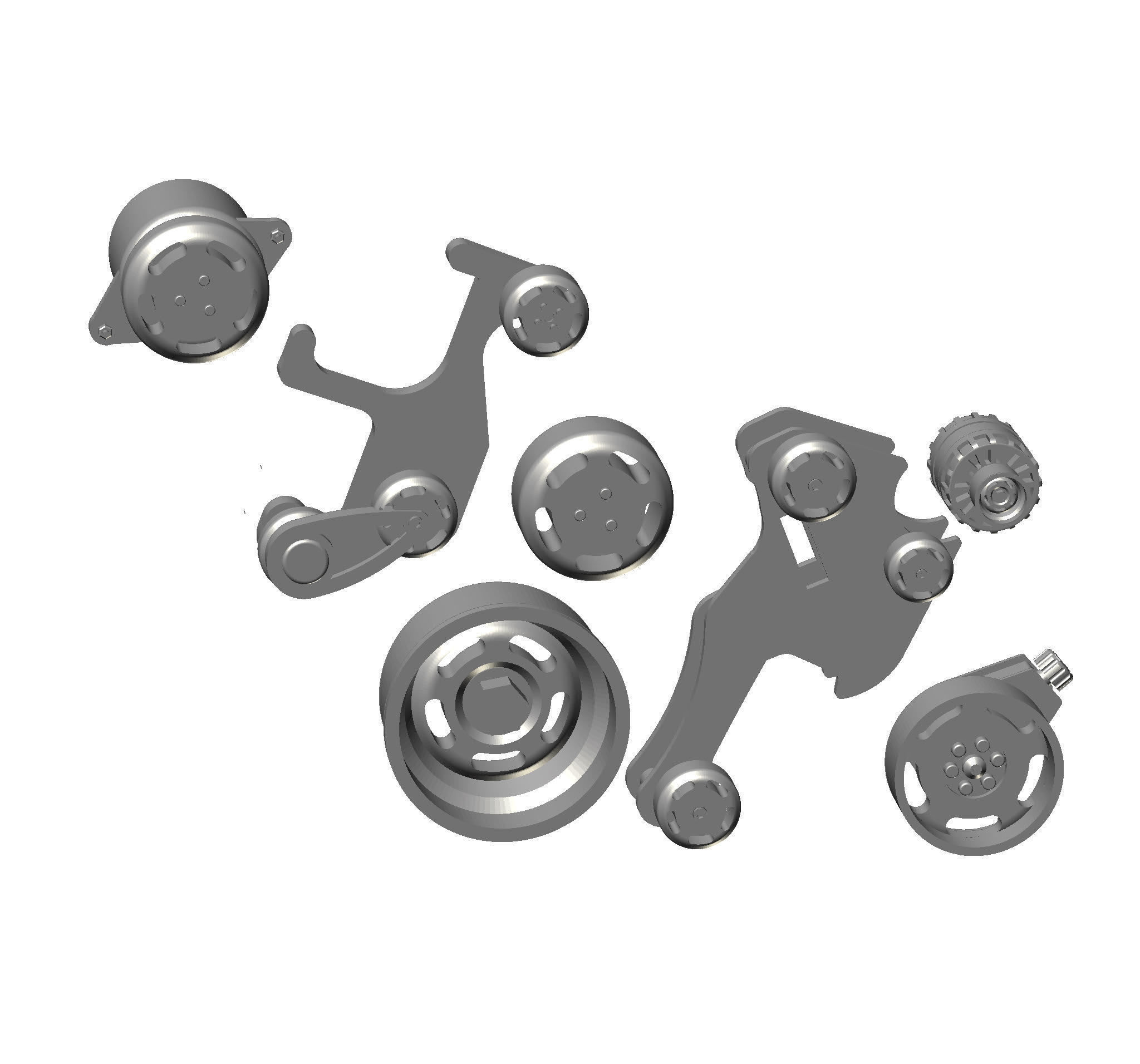 LS LSx Tru Track Billet engine belt system with brackets pulleys 3D ...