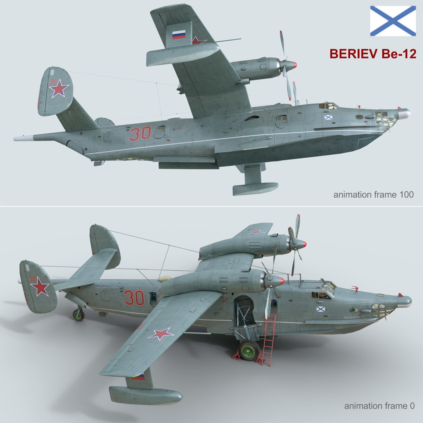 Beriev Be-12 3D model animated | CGTrader
