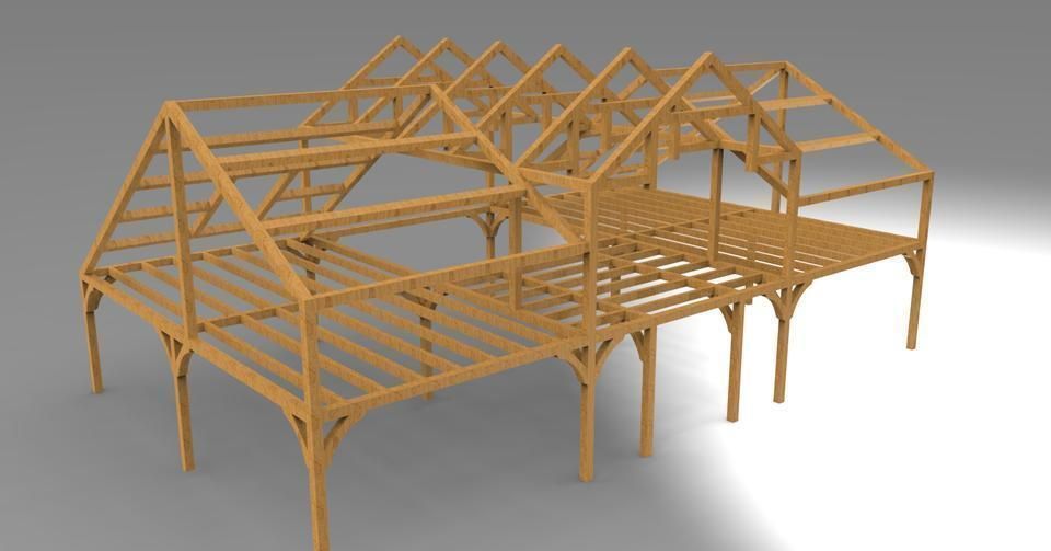 Timber frame of wooding house free 3D model | CGTrader
