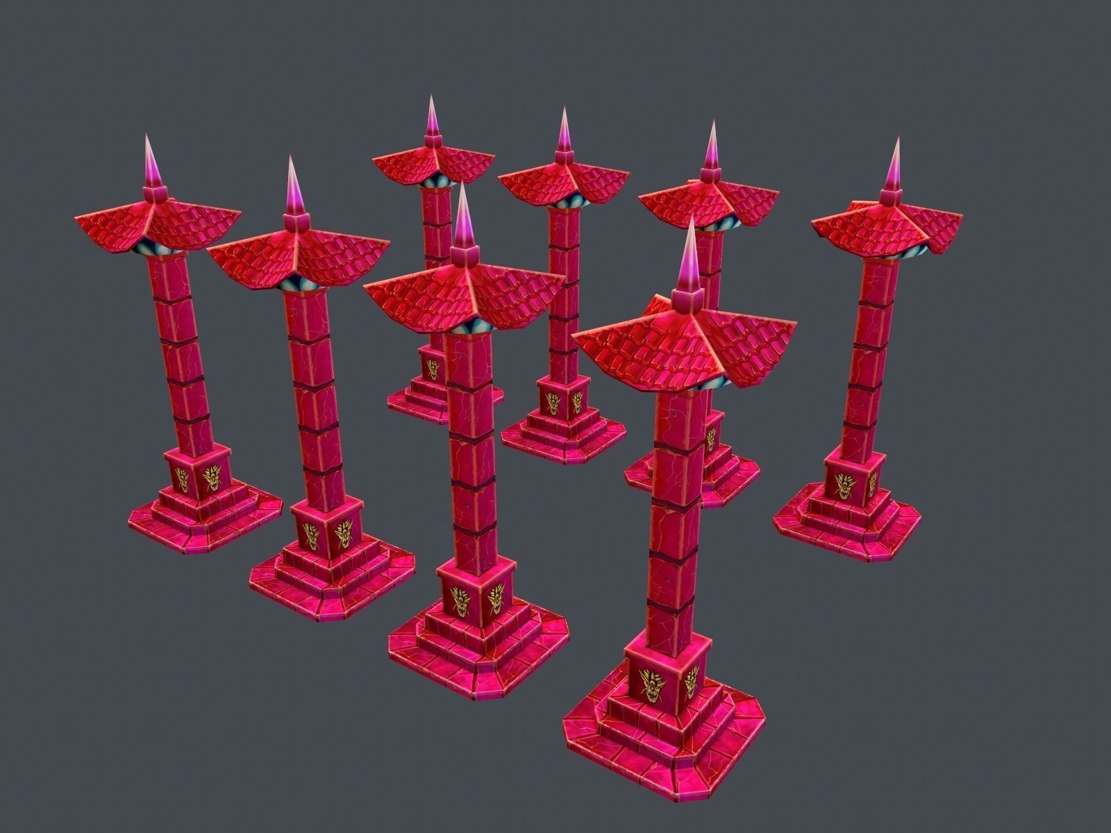 3D model Low Poly Stylize Pillar Red VR / AR / low-poly | CGTrader