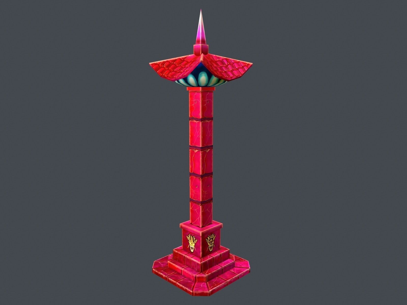 3D model Low Poly Stylize Pillar Red VR / AR / low-poly | CGTrader