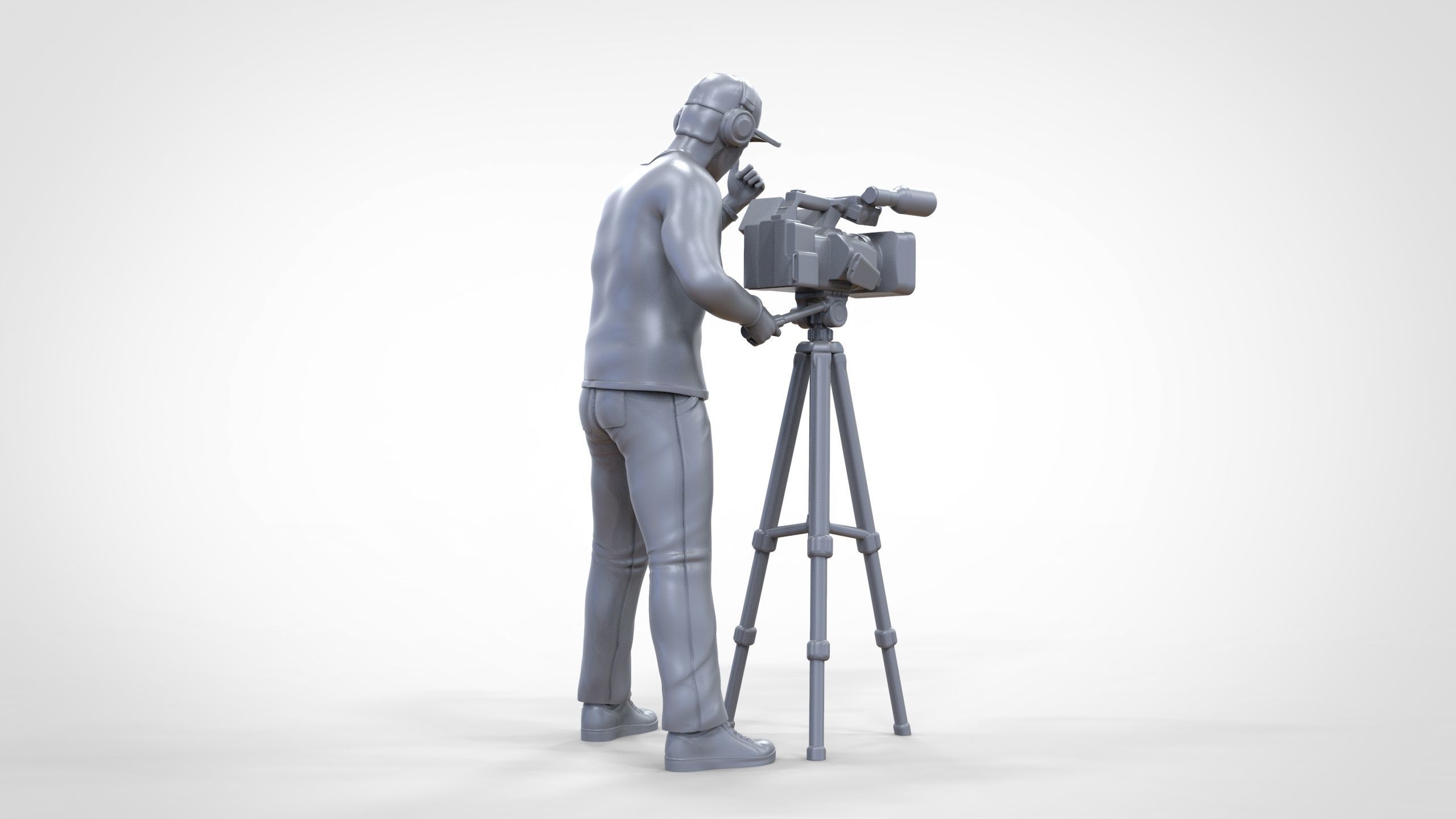 N2 Cameraman with Hat and Headphone camera on a tripod 3D model 3D ...