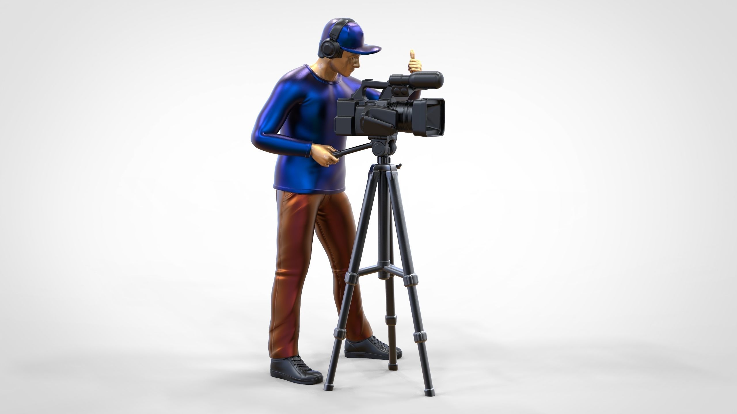 N2 Cameraman with Hat and Headphone camera on a tripod 3D model 3D ...