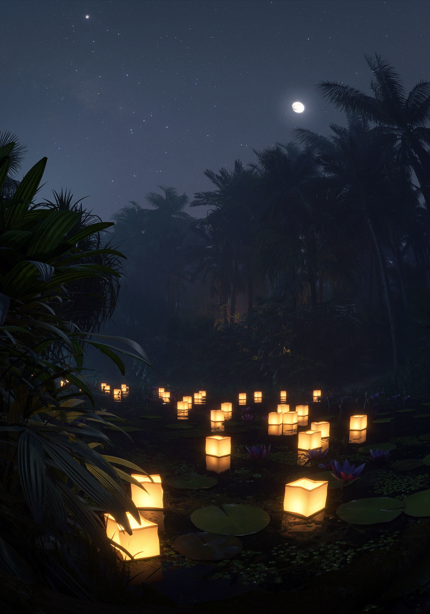 3D scene night 3D model | CGTrader